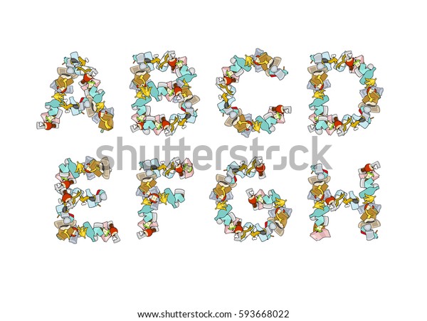 Rubbish Font Trash Abc Garbage Alphabet Stock Vector (Royalty Free ...
