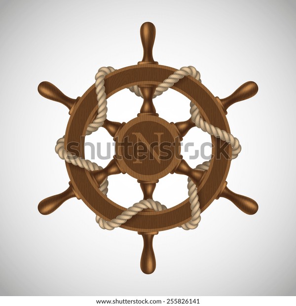 timón con cuerda, estilo 3D realista,: vector de stock (libre de ...