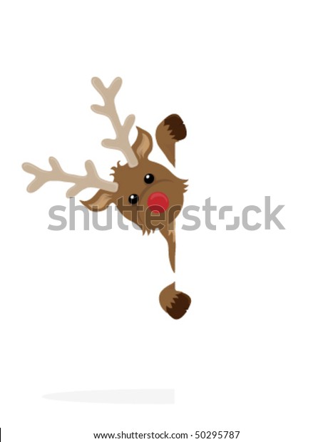 Rudolf Peeping Round Side Blank Sign Stock Vector (Royalty Free ...