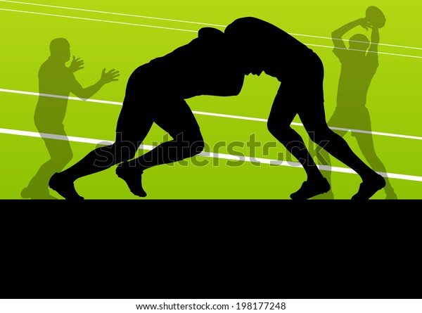 Rugby Player Man Silhouette Vector Background Stock Vector (Royalty ...