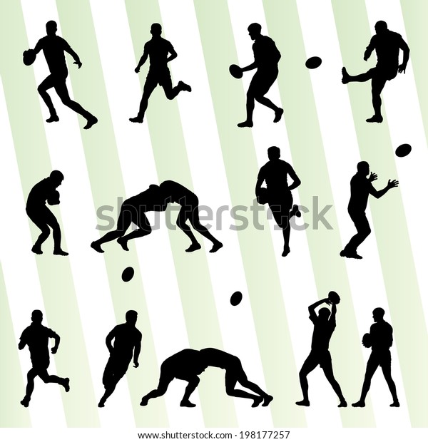 Rugby Player Man Silhouette Vector Background: เวกเตอร์สต็อก (ปลอดค่า ...
