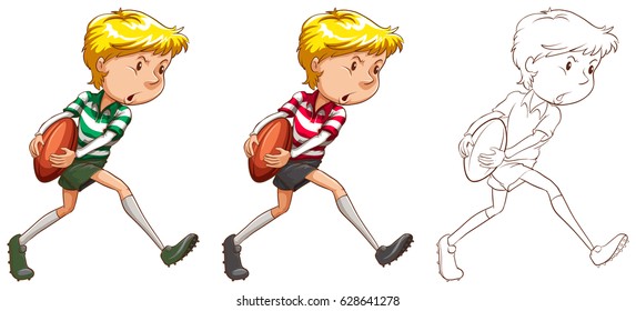 Rugby Player Three Different Drawing Styles Stock Vector (Royalty Free ...