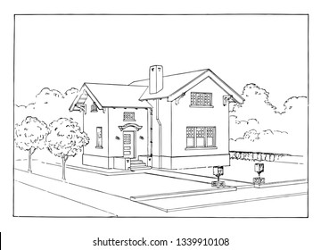 Ruled Outline House Designing Constructing Buildings Stock Vector ...