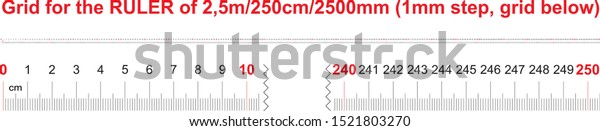 Ruler 2500 Millimeters Ruler 250 Centimeters Stock Vector (Royalty Free ...