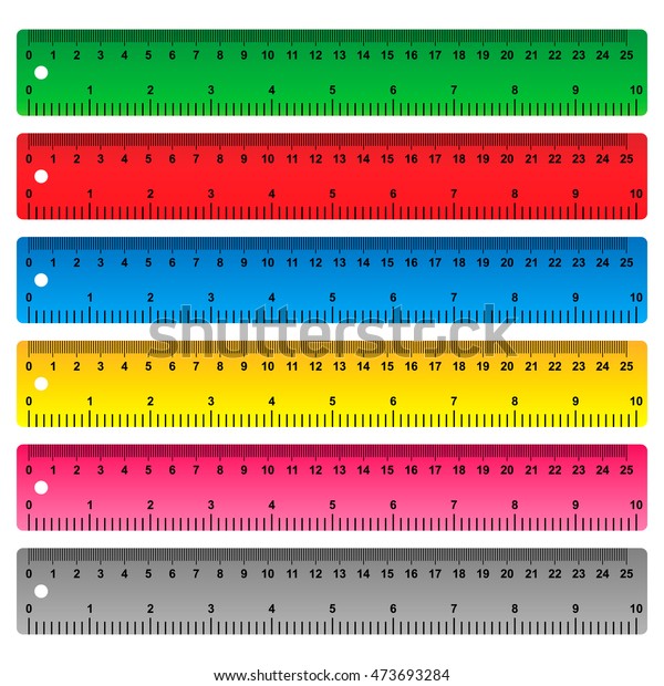 Ruler Centimeters Millimeters Inches Green Red Stock Vector (Royalty ...