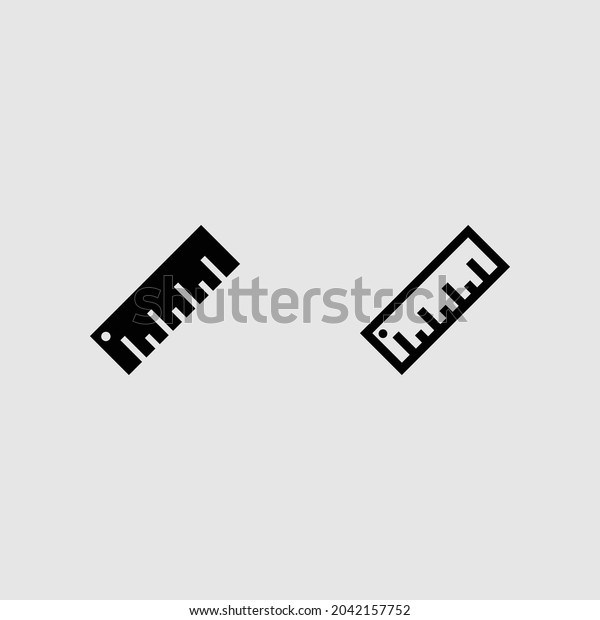 Ruler Fill Outline Icon Set Isolated Stock Vector (Royalty Free ...