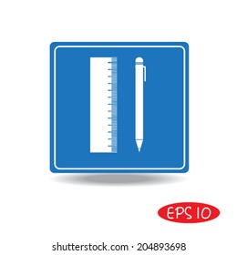 Ruler Pen Icon Stock Vector (Royalty Free) 204893698 | Shutterstock