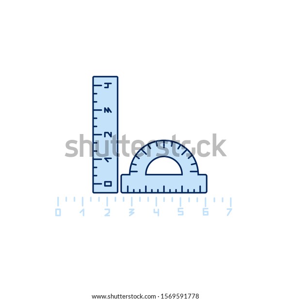 Ruler Protractor Centimeters Measure Length Geometric Stock Vector ...