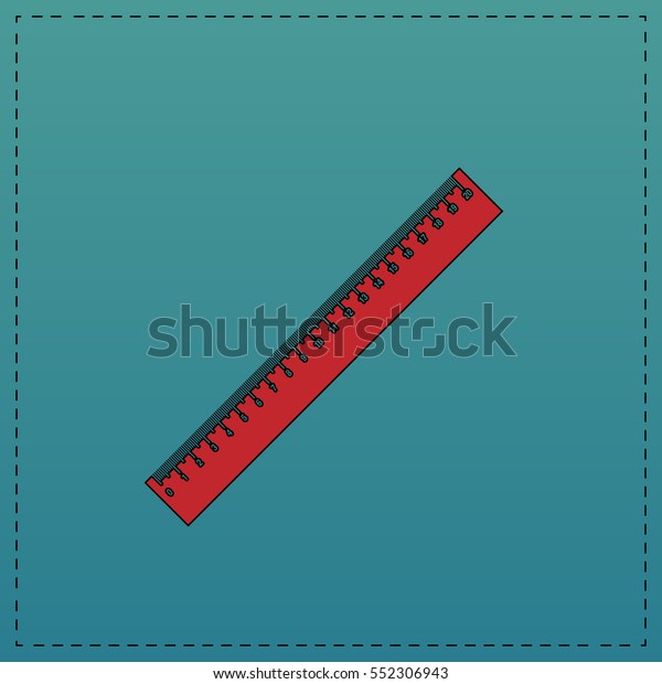 Ruler Red Vector Icon Black Contour Stock Vector (Royalty Free ...