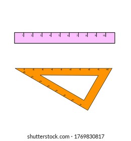 Ruler Triangle Pink Orange Back School Stock Vector (Royalty Free ...