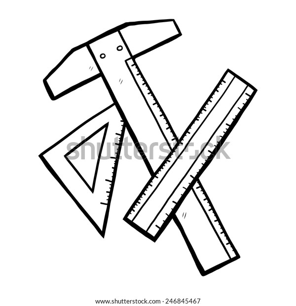 Ruler Tsquare Cartoon Vector Illustration Black 库存矢量图（免版税）246845467 ...