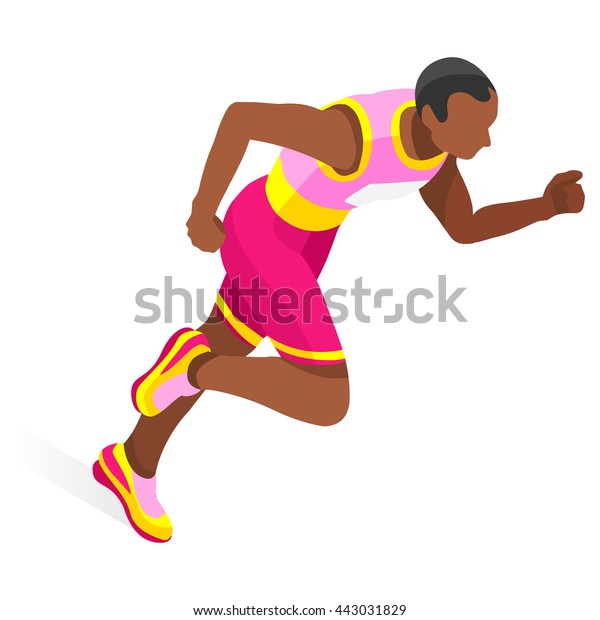 Lauf 100 Meter Dash Athletic isolierte Sportsman Game ...