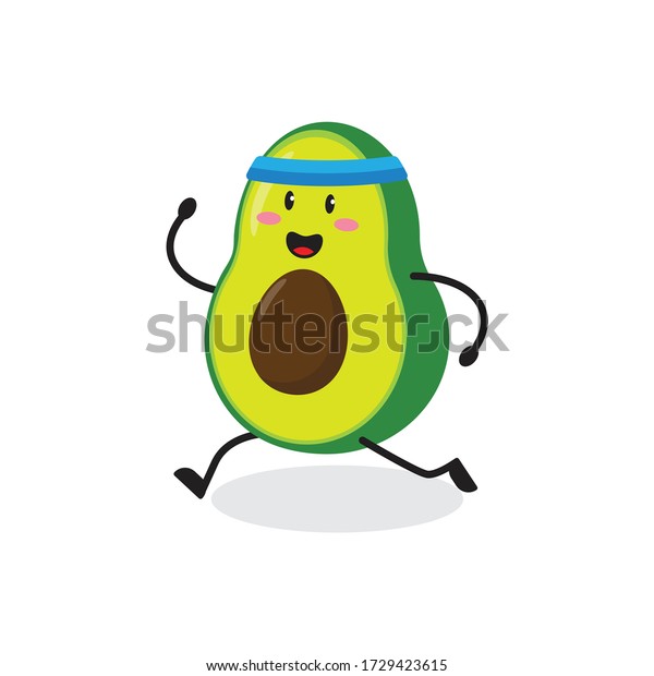 Run Avocado Fruit Cute Character Mascot Stock Vector (Royalty Free ...