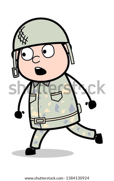 Run Away Cute Army Man Cartoon Stock Vector (Royalty Free) 1384130924 ...