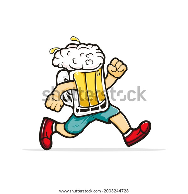 Run Beer Cartoon Mascot Any Beverage Stock Vector (Royalty Free) 2003244728