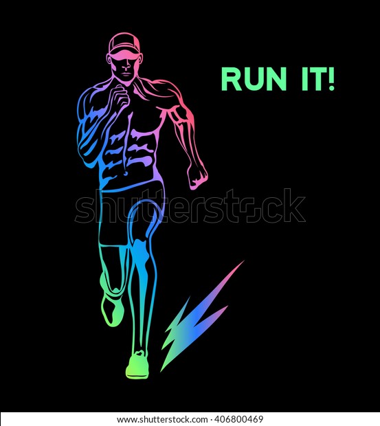 Run Motivational Poster Running Man Silhouette Stock Vector (Royalty ...