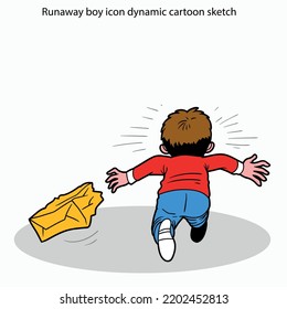 Runaway Boy Icon Dynamic Cartoon Sketch Stock Vector (Royalty Free ...