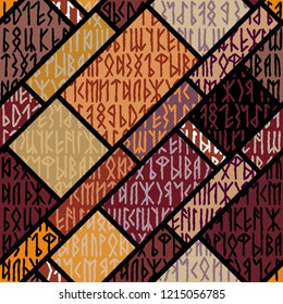Runes Seamless Pattern Runic Alphabet Wallpaper Stock Vector (Royalty ...