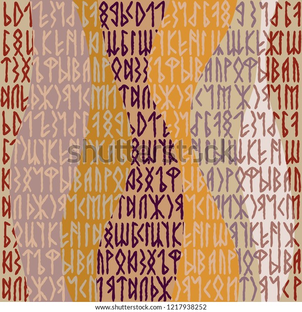 Runes Seamless Pattern Runic Alphabet Wallpaper Stock Vector (Royalty ...