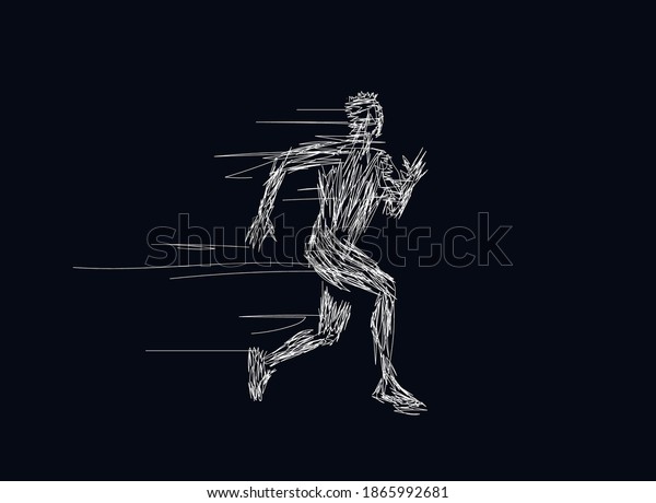 Runner Sketch Drawing Running Men Motion Stock Vector (Royalty Free ...