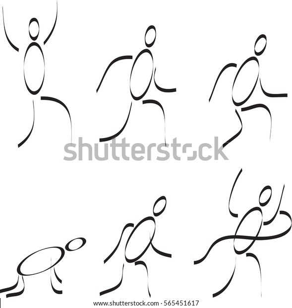 Runner Stick Figure Icons Set Stock Vector (Royalty Free) 565451617 ...