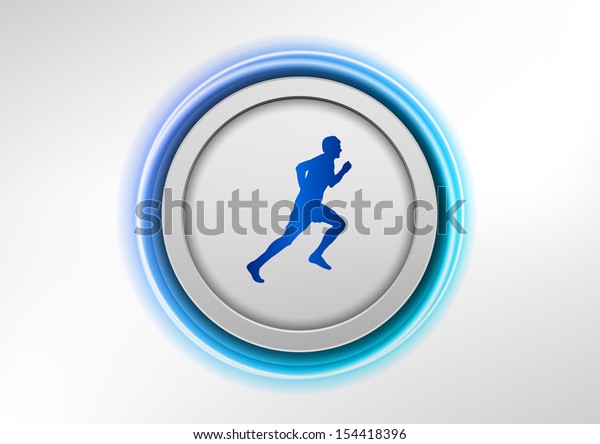 Runner Symbol Blue Shining Circle: vector de stock (libre de regalías ...