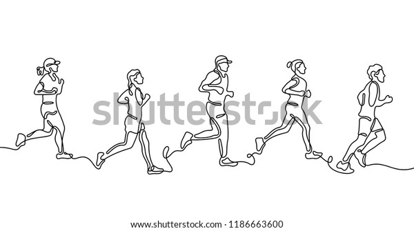 Runners Continuous Line Illustration Stock Vector (Royalty Free ...