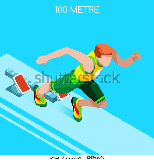 Running 100 Metre Dash Athletics Sportsman Stock Vector (Royalty Free ...