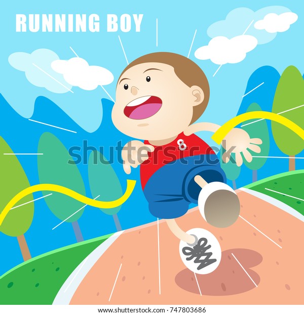 Running Boy Finish Line Winner Cartoon Stock Vector (Royalty Free ...