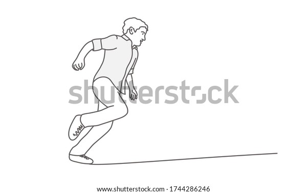 Running Boy Line Drawing Vector Illustration Stock Vector (Royalty Free ...
