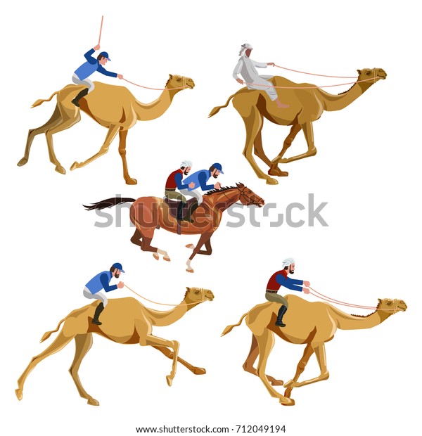 Running Camels Horse Riders Vector Illustration Stock Vector (Royalty ...