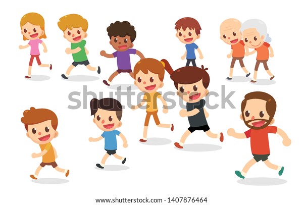 Running Cartoon Characters Marathon Runners Various Stock Vector ...