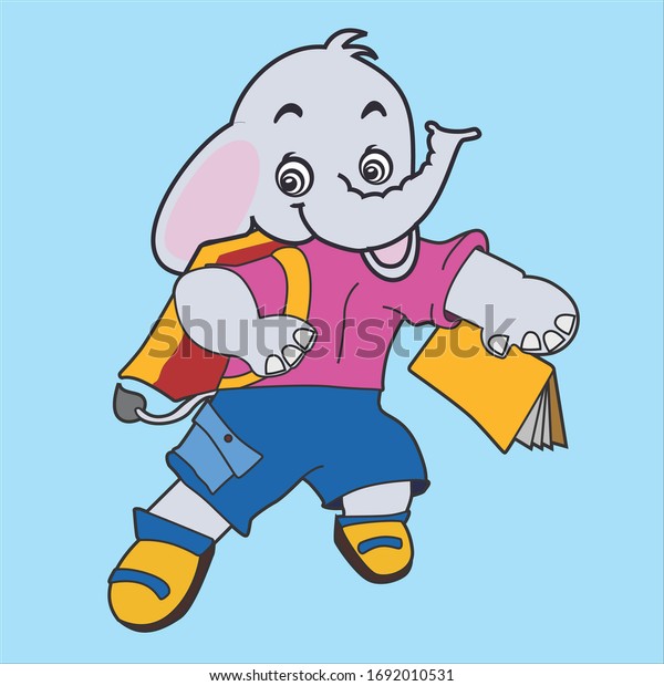 Running Cartoon Elephant Play School Kids Stock Vector (Royalty Free ...