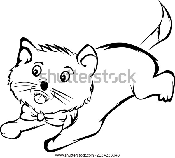 Running Cat Cartoon Illustration Vector Line Stock Vector (Royalty Free ...