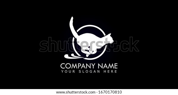 Running Cat Logo Design White Color Stock Vector (Royalty Free ...