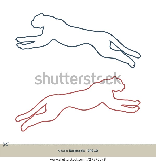 Running Cheetah Line Art Vector Template Stock Vector (Royalty Free ...
