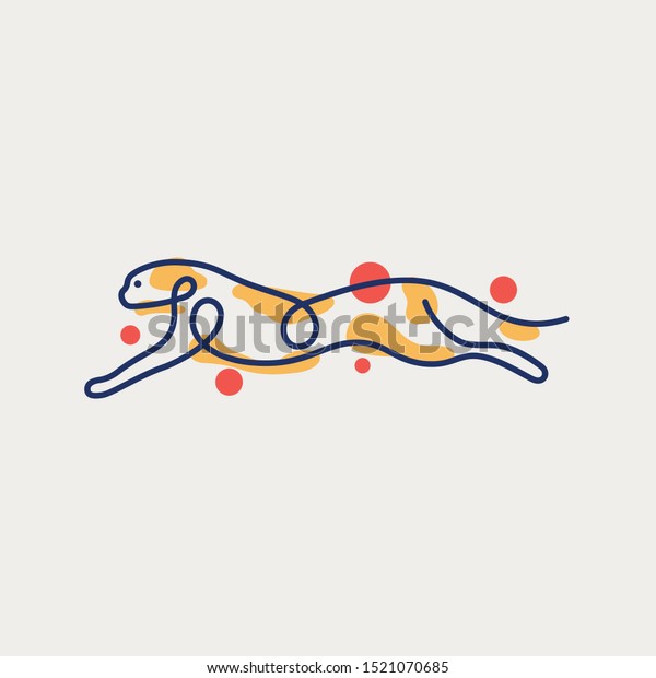 Running Cheetah Outline Line Logo Template Stock Vector (Royalty Free ...
