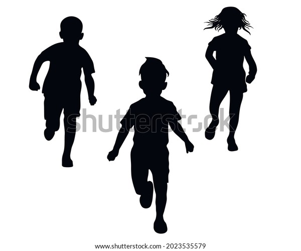 Running Children Silhouettes Vector Illustration Stock Vector (Royalty ...