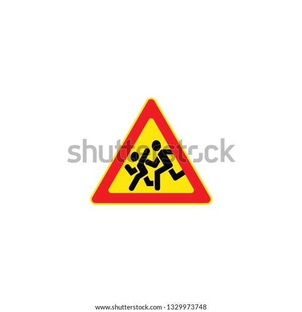 Running Children Warning Sign On White Stock Vector (Royalty Free ...