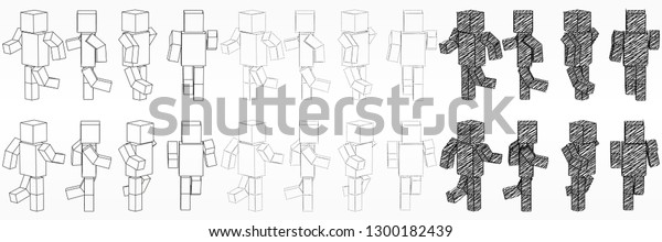 Running Cubic Character 3d Style Simple Stock Vector (Royalty Free ...
