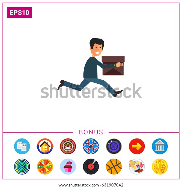 Running Delivery Man Icon Stock Vector (Royalty Free) 631907042 ...