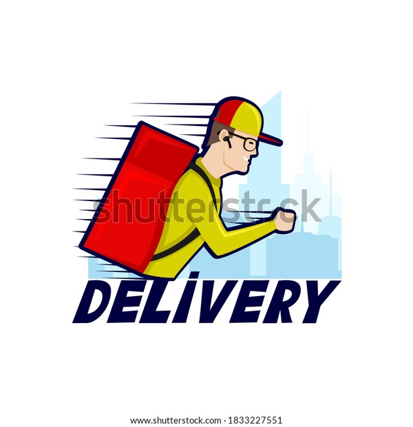 Running Delivery Man Icon On White Stock Vector (Royalty Free ...