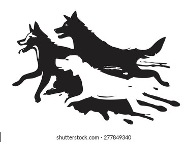 Running Dogs Three Running Dogsvector Illustration Stock Vector ...
