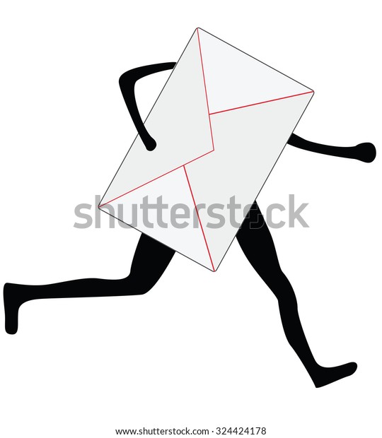 Running Envelope Sillhouette Express Delivery Stock Vector (Royalty ...
