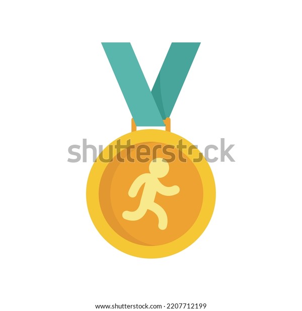 Running Gold Medal Icon Flat Illustration Stock Vector (Royalty Free ...