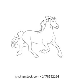 Running Horse Line Drawing Vector Illustration Stock Vector (Royalty ...