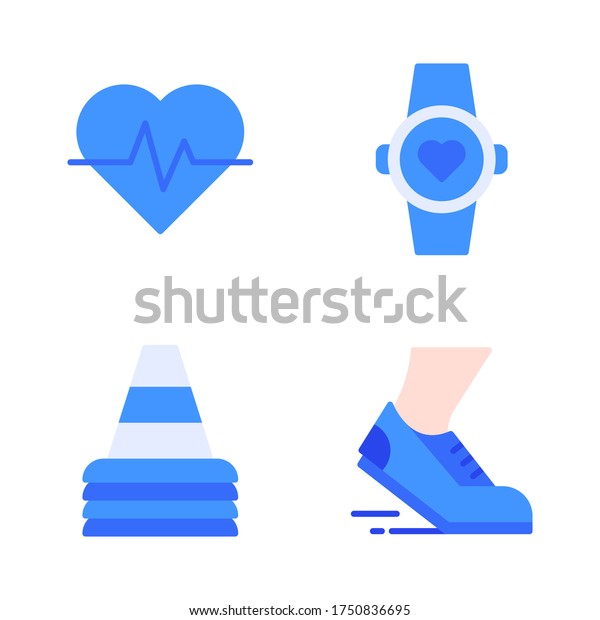 Running Icon Set Heartbeat Smartwatch Cones Stock Vector (Royalty Free ...