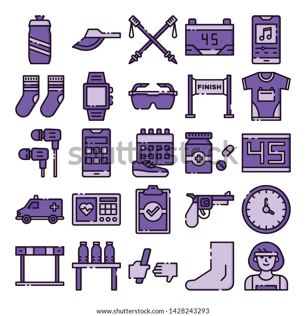 Running Icons Pack Isolated Running Symbols Stock Vector (Royalty Free ...