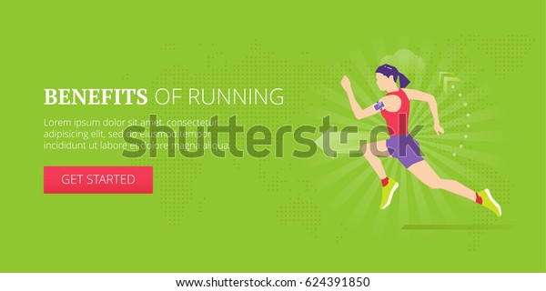 Running Jogging Illustrative Banner Design Athletic Stock Vector ...