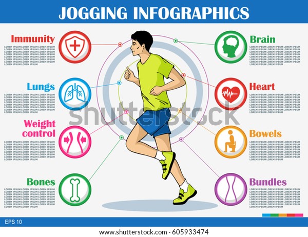 Running Jogging Infographics Concept Jogger Set: vector de stock (libre ...